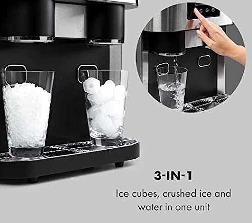 Frigidaire EFIC245-SS EFIC245 3-in-1 Countertop Crunchy Chewable Nugget Style Dual Ice Crusher and Cube Maker, Makes 33 Pounds in 24 Hours, 2 Sizes, with Water Dispenser and Line-in, Stainless Steel