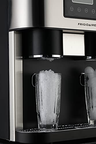 Frigidaire EFIC245-SS EFIC245 3-in-1 Countertop Crunchy Chewable Nugget Style Dual Ice Crusher and Cube Maker, Makes 33 Pounds in 24 Hours, 2 Sizes, with Water Dispenser and Line-in, Stainless Steel