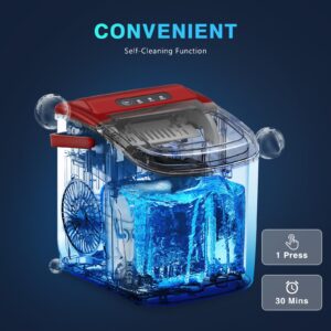 R.W.FLAME Ice Makers Countertop, Portable Ice Maker Machine with Self-Cleaning, 26.5lbs/24Hrs, 6 Mins/9 Pcs Bullet Ice, Ice Scoop and Basket, Handheld Ice Maker for Kitchen/Home/Office/Party,Grey