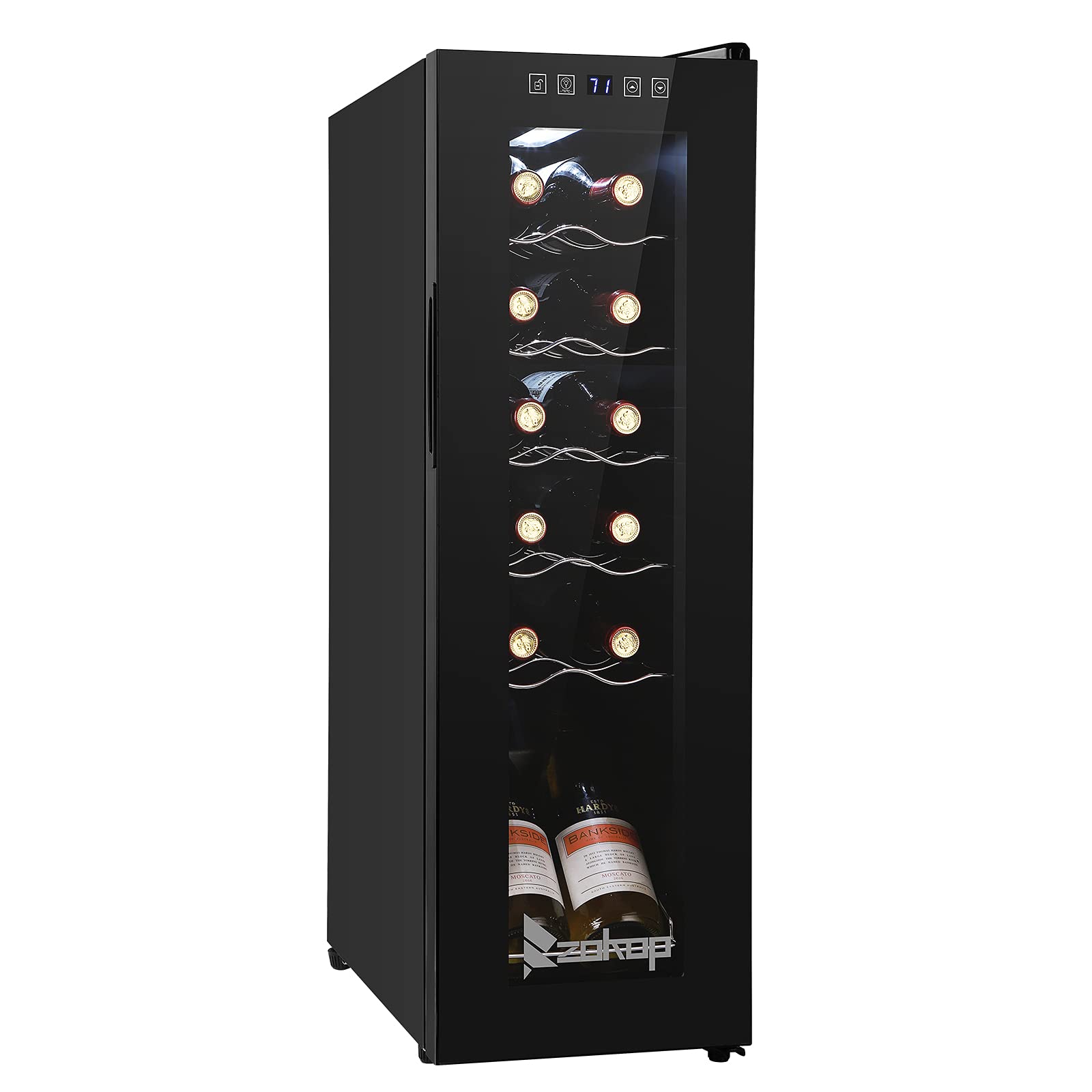 Winado 12 Bottle Compressor Wine Cooler Refrigerator w/Adjustable Temperature, Freestanding Compact Mini Wine Fridge with Digital Control & Removable Shelves