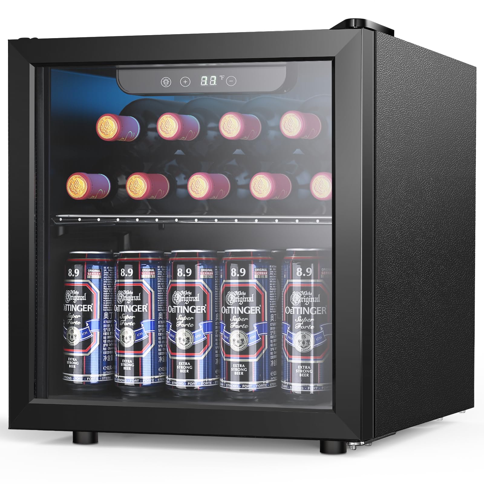 Joy Pebble Beverage Cooler and Refrigerator Mini Fridge with Glass Door for Soda Beer or Wine Small Drink Cooler for Home Office or Bar (2.3 cu.ft, Black)