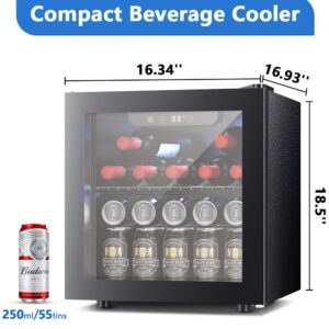 Joy Pebble Beverage Cooler and Refrigerator Mini Fridge with Glass Door for Soda Beer or Wine Small Drink Cooler for Home Office or Bar (2.3 cu.ft, Black)