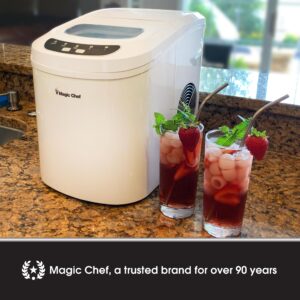 Magic Chef Portable Countertop Ice Maker, Small Ice Maker for Kitchen or Home Bar, Tabletop Ice Maker for Entertaining, 27-Pound Capacity, White