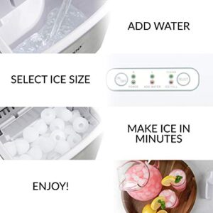 Igloo ICEB26HNSSWL Stainless Steel Automatic Self-Cleaning Portable Electric Countertop Ice Maker Machine With Handle, 9 Ice Cubes Ready in 7 minutes, With Ice Scoop and Basket, Stainless/White