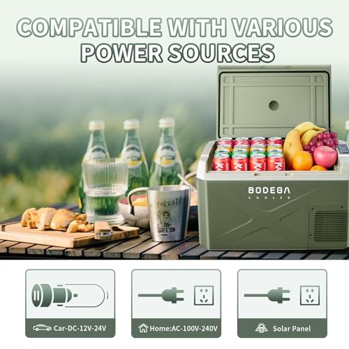 BODEGACOOLER 12 Volt Car Refrigerator, Electric Cooler Portable Freezer WIFI APP Control, 32Quart(30L) RV Car Fridge-4℉-68℉, 12/24V DC100-240 Volt AC for Outdoor Camping,Travel,Vehicles,Home Use