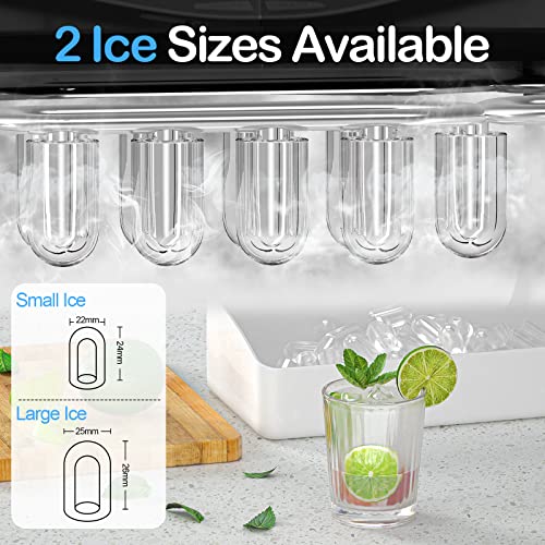 SPECILITE Ice Makers Countertop, Compact Ice Machine Maker, Self Cleaning - 26Lbs/24H, 9 Ice Cubes S/L in 6-8 Mins, Portable Icemaker with Ice Bag/Scoop/Basket for Home Kitchen Office Bar