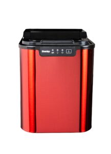 danby dim2500rdb countertop ice maker, makes 25 lbs ice in 24 hrs, holds 2 lbs of ice, red ice machine with electronic controls, led display and self clean function