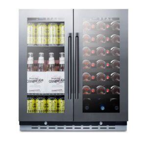 Summit SWBV3067B 30"" Dual Zone Beverage Center with 5.8 cu. ft. Capacity Wine Racks Digital Thermostat Factory Installed Locks in Stainless Steel