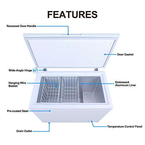 Galanz GLF70CWED01 Manual Defrost Chest Freezer, Mechanical Temperature Control, White, 7.0 Cu Ft