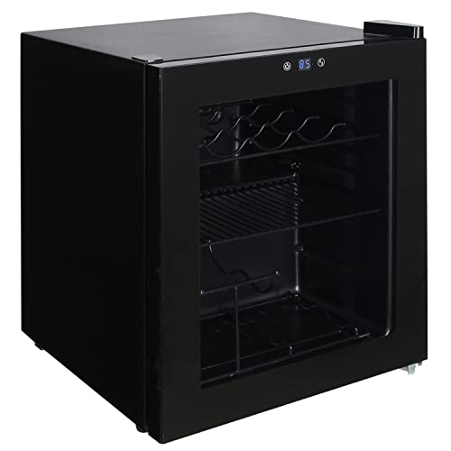 Avanti WBC16Z1B-IS Beverage Cooler Refrigerator 15 Wine Bottle/60 Can Capacity, Glass Door, 17-Inch Wide Freestanding, Adjustable Thermostat Control, 1.6-Cubic Feet, Black