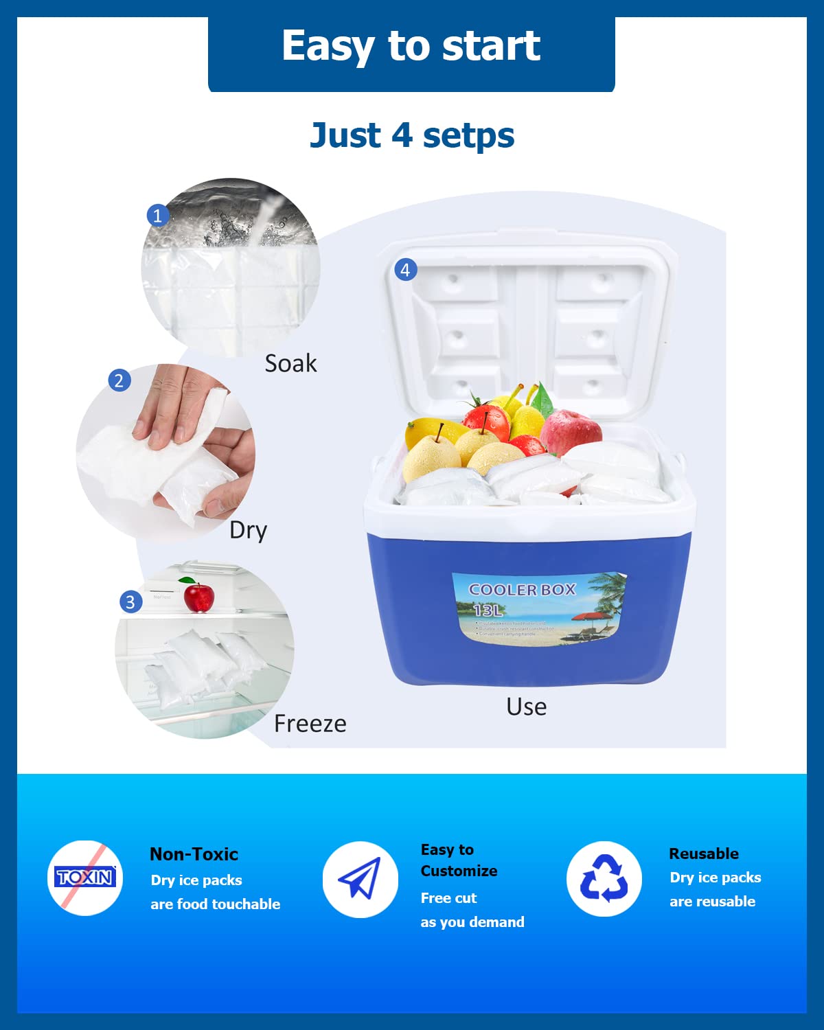 Friomex Dry Ice Packs - Ideal for Shipping Perishables and Drinks | Styrofoam Cooler Compatible | Includes Dry Ice Pellets | Keep Items Safe During Shipping | Hielo Seco