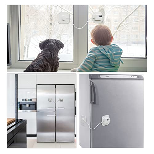 NewBinn 2 Pack Refrigerator Lock Combination, White Child Safety Fridge Coded Lock, No Drilling Cabinet Safety Security Lock for Babies, Used in Freezer Doors, Window, Closets, with Strong Adhesive