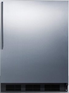 summit appliance ct663bkbisshvada ada compliant built-in undercounter refrigerator-freezer for residential use, cycle defrost with stainless steel wrapped door, thin handle and black cabinet