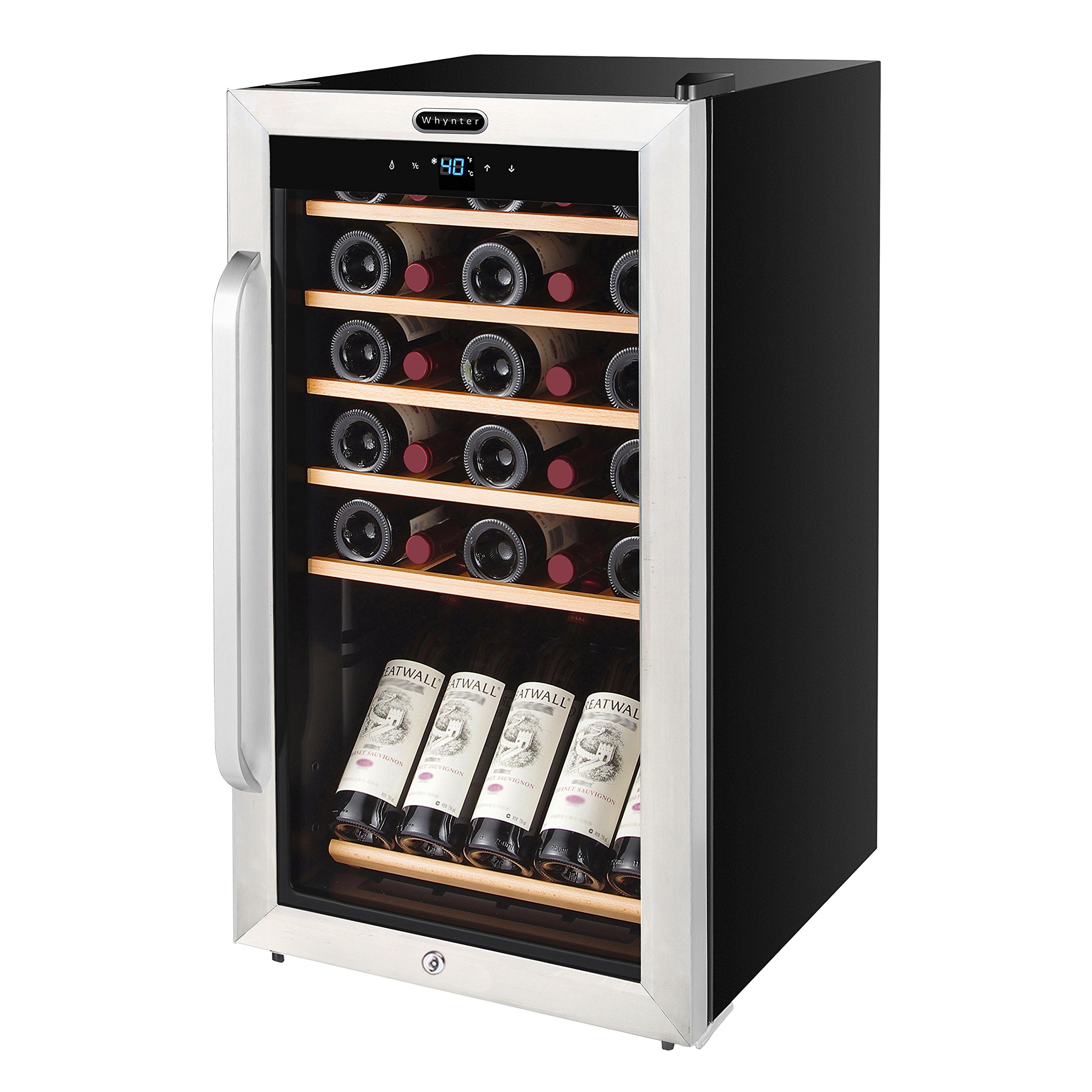 Whynter BR-1211DS Freestanding 121 Can Digital Control and Internal Fan & FWC-341TS 34 Bottle Freestanding Wine Refrigerator with Display Shelf and Digital Control, Stainless Steel, One Size