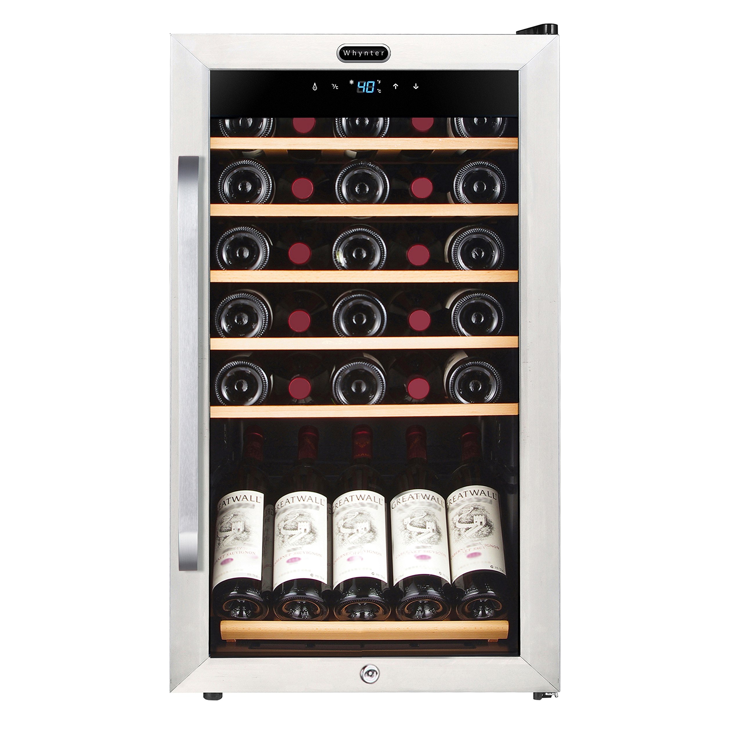 Whynter BR-1211DS Freestanding 121 Can Digital Control and Internal Fan & FWC-341TS 34 Bottle Freestanding Wine Refrigerator with Display Shelf and Digital Control, Stainless Steel, One Size