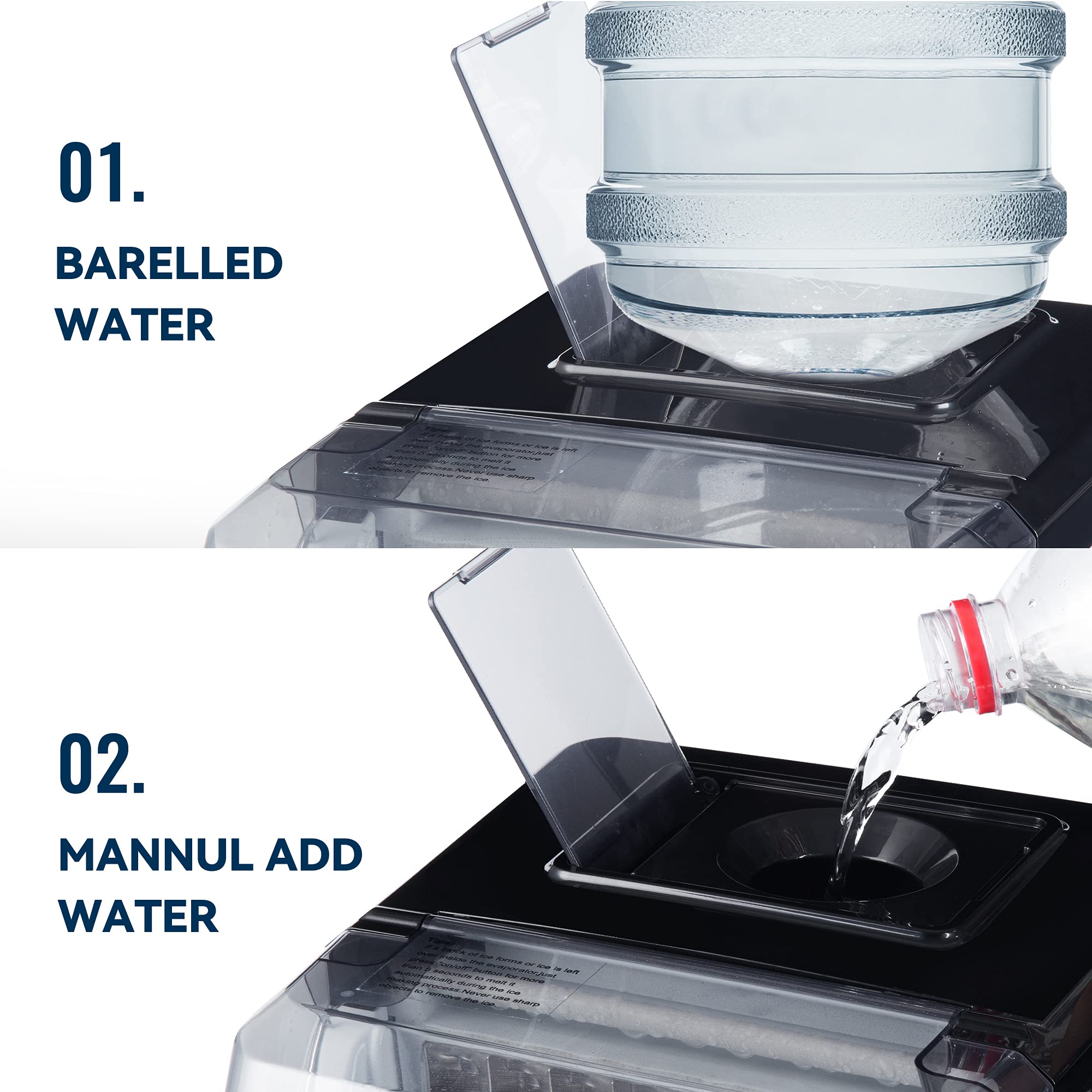 EUHOMY Ice Cube Maker Machine Countertop + New Wave Enviro 3 Gallon BPA Free Round Water Bottle