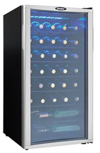 danby dwc350blp free-standing wine cooler, stainless steel-matte