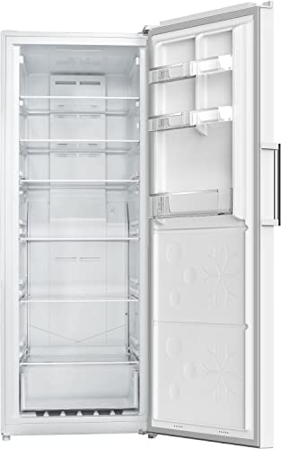 FORTÉ F14UFESWW 28inch 450 Series Upright Convertible Freezer with 13.5 cu. ft. Capacity, Stainless Steel, Reversible Door, LED Lighting, Energy Star, 5 Glass Shelves, Multi-Flow Cooling System, White