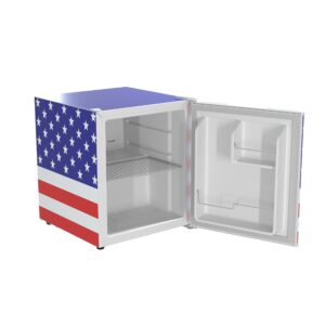 Husky 43L Countertop Mini Refrigerator with Reversible Door, Beverage Cooler with 40 Can Capacity, College Dorm Refrigerator, Beverage Refrigerator for Home and Office (US Flag)