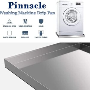 Pinnacle Woodcrafts 20.5 inches x 24 inches Stainless Steel Washing Machine Drip Pan: No-Rust Avoid Water Damage & Mold – Washing Machine tray with Custom Sizes – Welded Corners