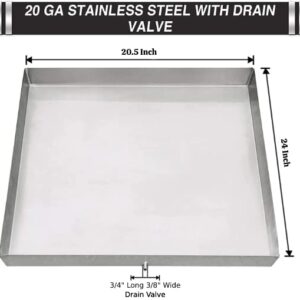 Pinnacle Woodcrafts 20.5 inches x 24 inches Stainless Steel Washing Machine Drip Pan: No-Rust Avoid Water Damage & Mold – Washing Machine tray with Custom Sizes – Welded Corners