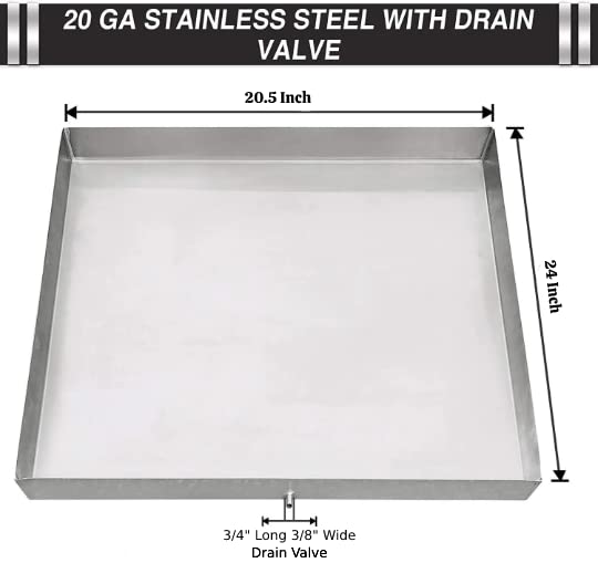 Pinnacle Woodcrafts 20.5 inches x 24 inches Stainless Steel Washing Machine Drip Pan: No-Rust Avoid Water Damage & Mold – Washing Machine tray with Custom Sizes – Welded Corners