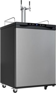 edgestar kc3000sstwin full size dual tap kegerator with digital display - black and stainless steel