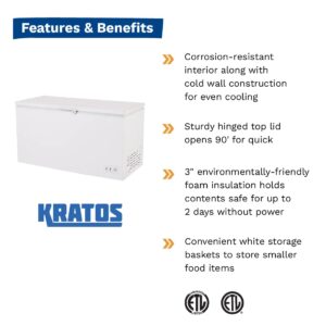 Kratos Refrigeration 69K-748HC Solid Top Chest Freezer, 15.9 Cu. Ft. Capacity