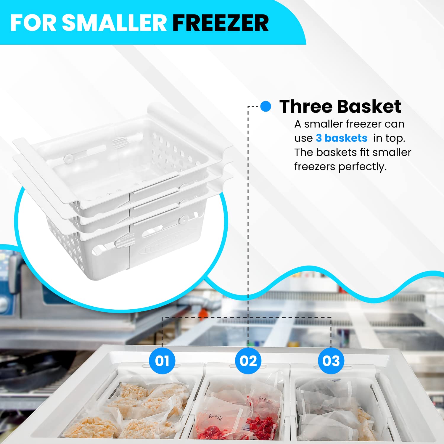 FreezerMax Add a Layer - Rails and Chest Freezer Sliding Baskets - Freezer Storage Bins - Adds a middle level of sliding baskets to 8-14 cubic foot freezers. MEASURE YOUR FREEZER BEFORE ORDERING