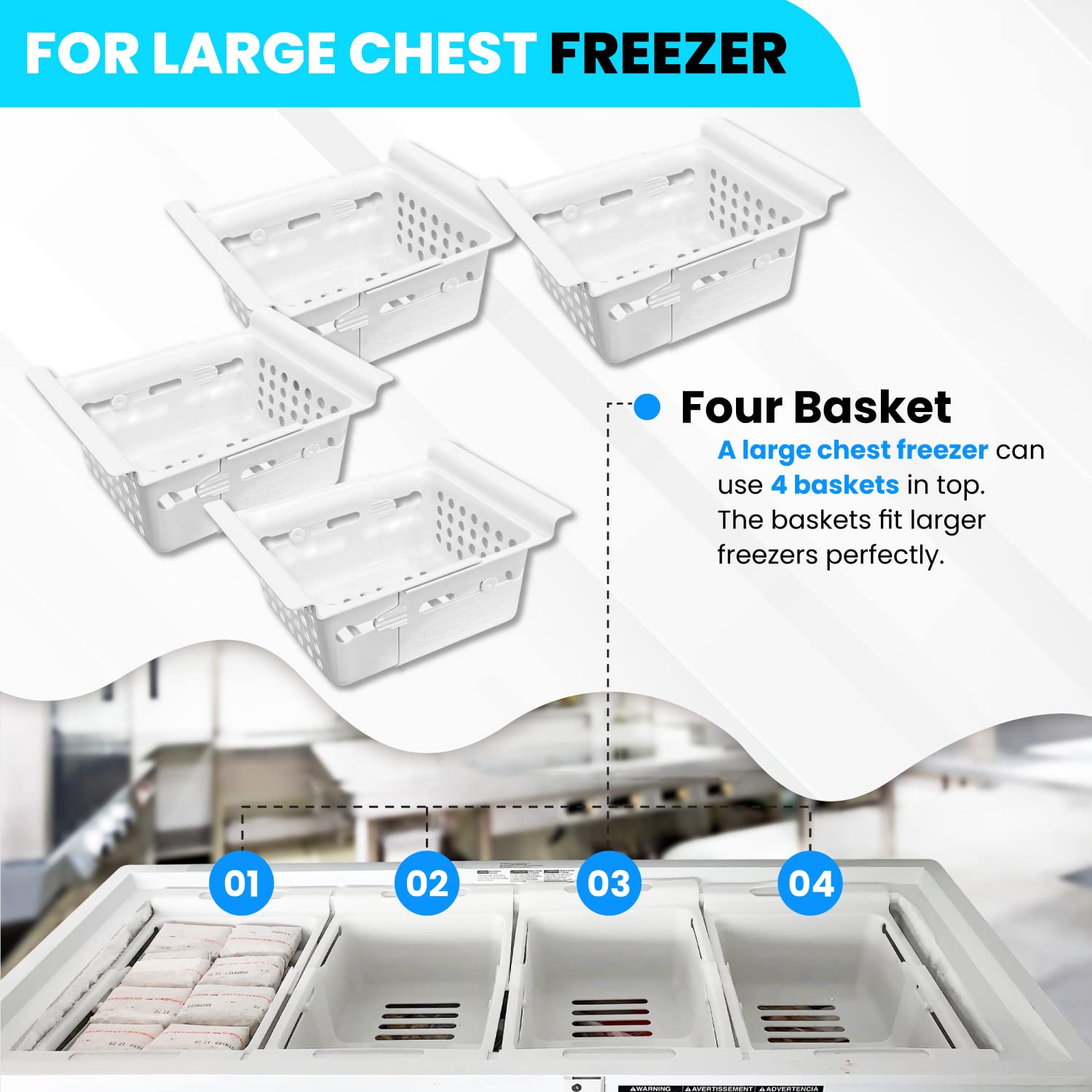 FreezerMax Add a Layer - Rails and Chest Freezer Sliding Baskets - Freezer Storage Bins - Adds a middle level of sliding baskets to 8-14 cubic foot freezers. MEASURE YOUR FREEZER BEFORE ORDERING