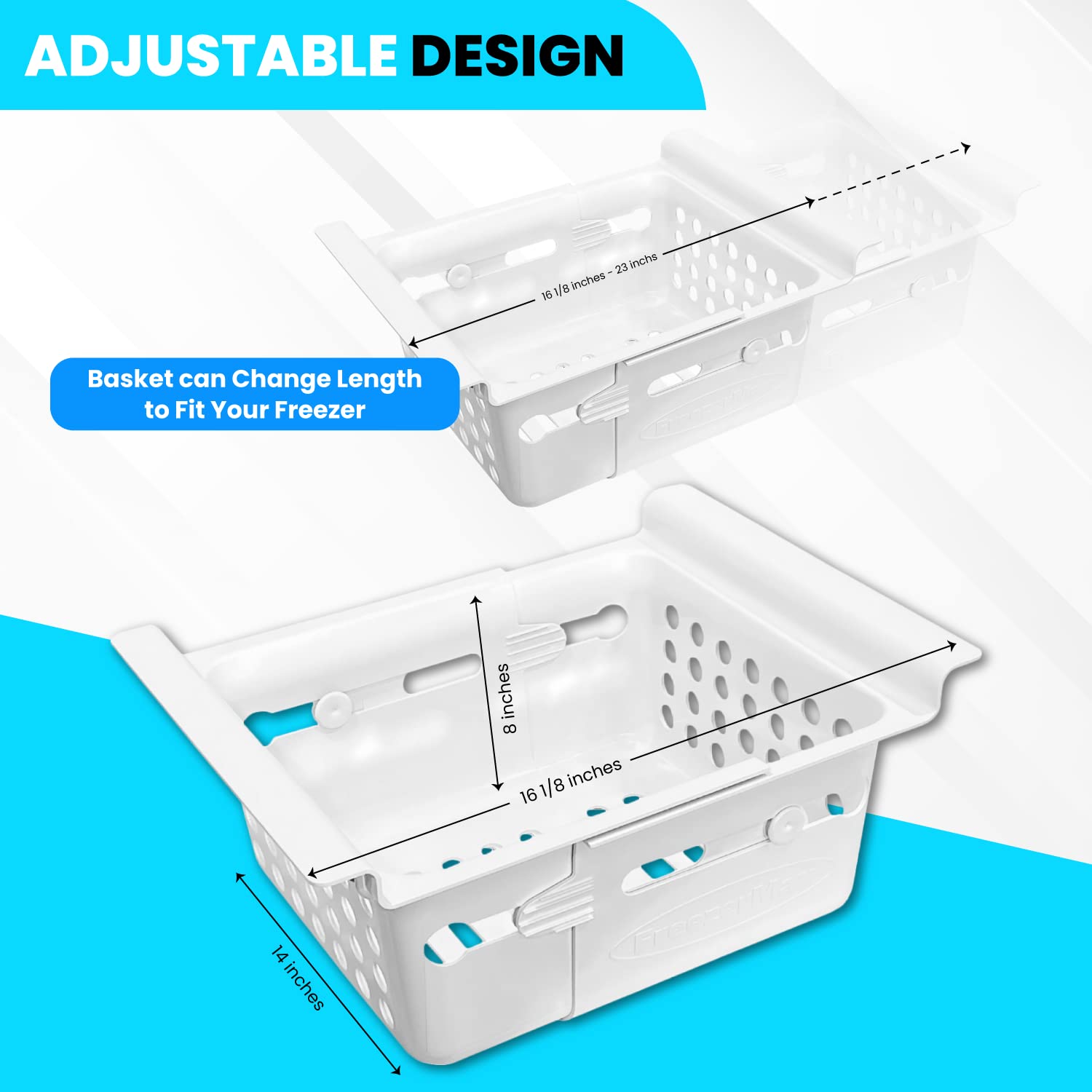 FreezerMax Add a Layer - Rails and Chest Freezer Sliding Baskets - Freezer Storage Bins - Adds a middle level of sliding baskets to 8-14 cubic foot freezers. MEASURE YOUR FREEZER BEFORE ORDERING