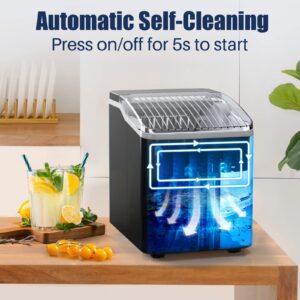 Ice Maker, Portable Ice Maker Countertop with Self-Cleaning, 26lbs/24H, 9 Cubes in 6-8 Mins, Compact Ice Machine with Ice Scoop/Basket, Perfect for Home/Party/Camping/Bar