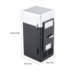 Oumij Mini USB Fridge - LED USB Refrigerator - Portable Compact Refrigerator - Drinks Beverage Cans,Refrigerator and Heater - For Home,Office, Car(Black)