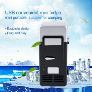 Oumij Mini USB Fridge - LED USB Refrigerator - Portable Compact Refrigerator - Drinks Beverage Cans,Refrigerator and Heater - For Home,Office, Car(Black)