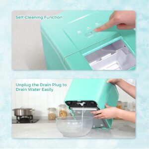 MAT Expert Countertop Nugget Ice Maker, 26LBS/24H, 9 Cubes in 8 Min, Bullet-Shaped Ice Makers, 1.6L Water Tank & 1.6L Bucket, Scoop, Self-Clean Compact Tabletop Ice Maker for Home/Bar/Office (Green)