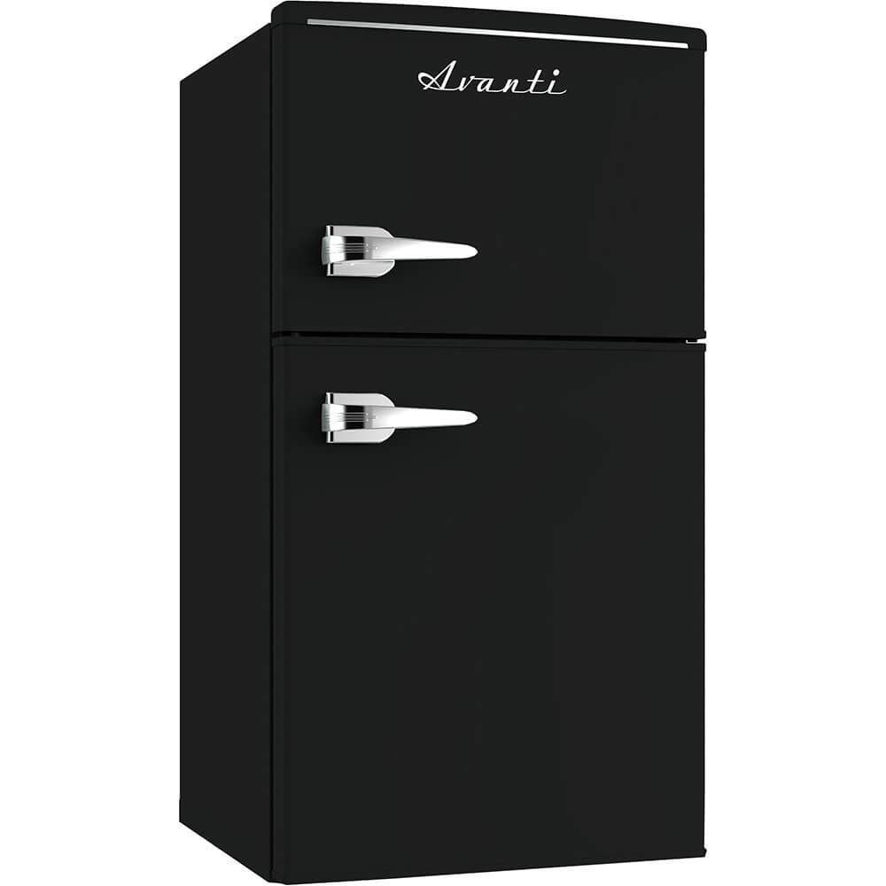 Avanti RMRT30X1B-IS Mini Fridge with Freezer 3 Cu. Ft. Capacity Retro-Styled for Home Office or Dorm, Manual Defrost and Adjustable Temperature, 3 Cu.Ft, Black