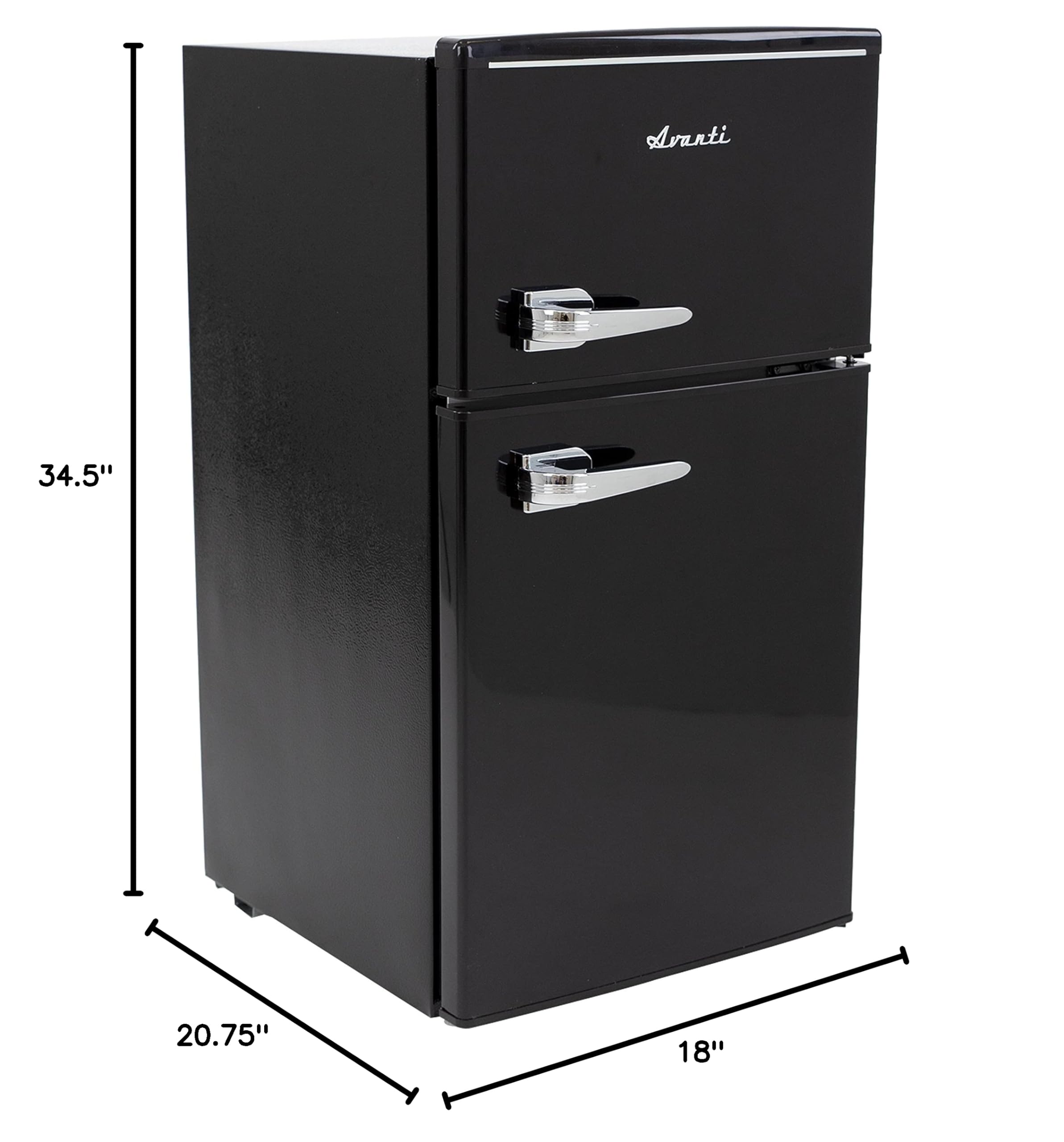 Avanti RMRT30X1B-IS Mini Fridge with Freezer 3 Cu. Ft. Capacity Retro-Styled for Home Office or Dorm, Manual Defrost and Adjustable Temperature, 3 Cu.Ft, Black