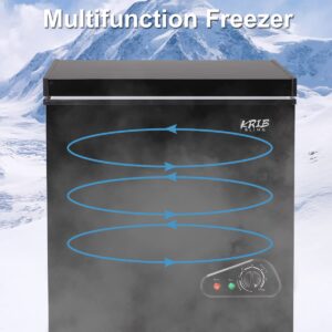 Krib Bling 5.0 Cu.Ft Chest Freezer with 7 Gears Temperature Control(-16°F to -48°F), Deep Compact Freezer with a Removable Basket, for House, Kitchen, Garage, Basement, Shop, Black