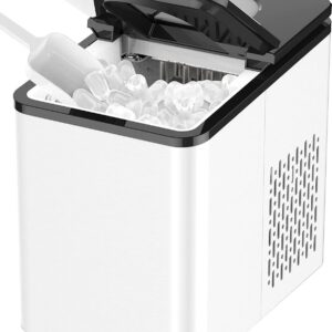 SOOPYK Ice Makers Countertop | Portable Ice Maker Cube | 27 lbs in 24 hrs | 9 Ice Cubes Per 5-8 Mins | Ice Maker Machine Self Cleaning Function | Ice Scoop and Basket,Stainless Steel