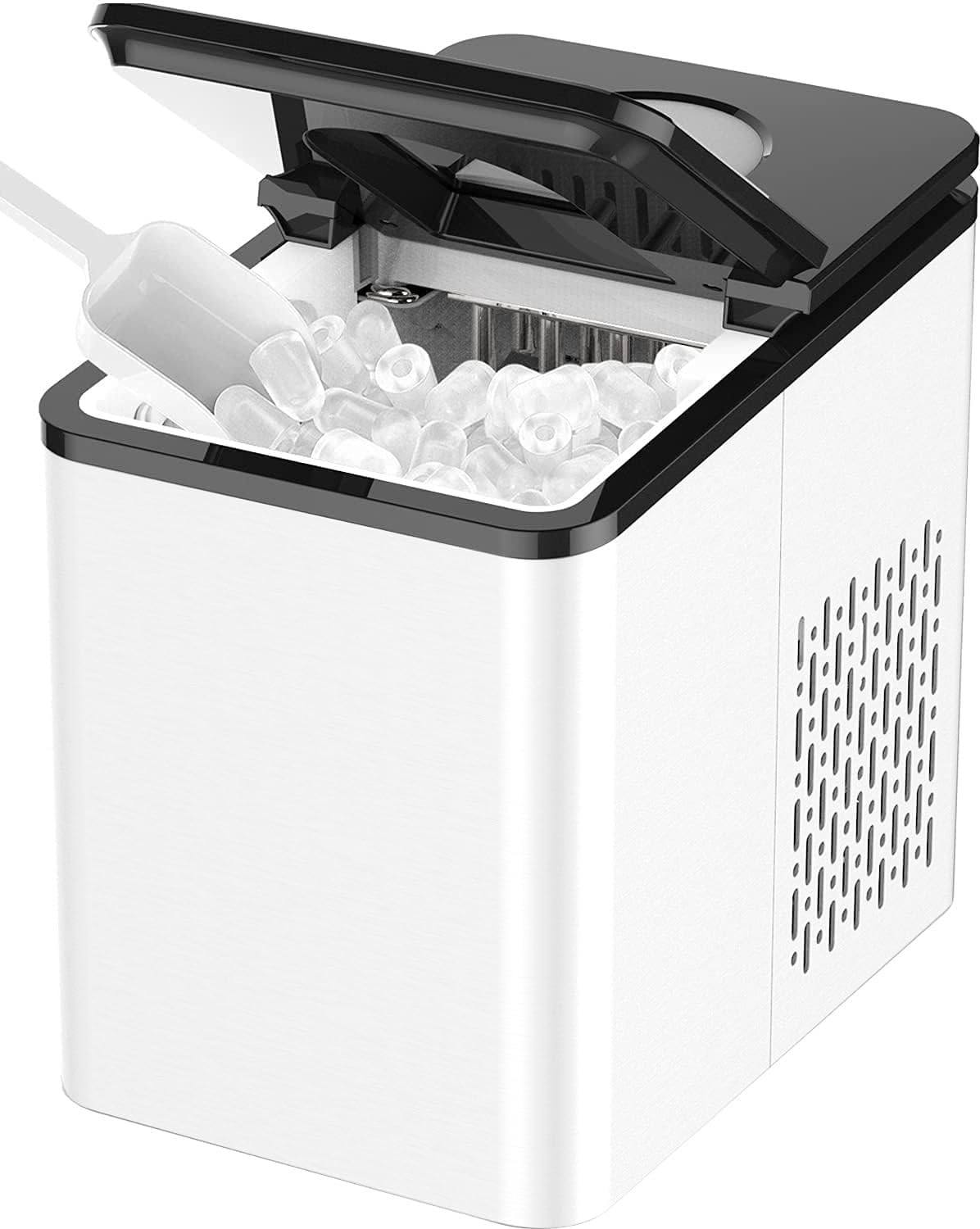 SOOPYK Ice Makers Countertop | Portable Ice Maker Cube | 27 lbs in 24 hrs | 9 Ice Cubes Per 5-8 Mins | Ice Maker Machine Self Cleaning Function | Ice Scoop and Basket,Stainless Steel