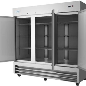 KoolMore 82" 3 Door Stainless Steel Upright Commercial Reach-in Freezer - 72 cu. ft, Model:RIF-3D-SS