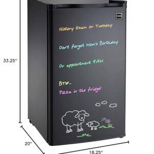 RCA 3.2 cu. ft Fridge, Black Erase Board Refrigerator with Neon Markers