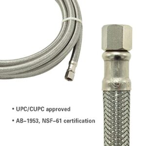 Ice Maker Hose 15 FT, Stainless Steel Braided Refrigerator Ice Maker Connector Water Supply Line with 1/4" Comp by 1/4" Comp Connection