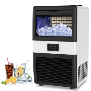 commercial ice maker machine, 70 lbs/24h under counter large ice machine w/ 10 lbs capacity ice storage bin, 2 water inlet modes, freestanding & built in ice maker for bar/home/office/shop, white