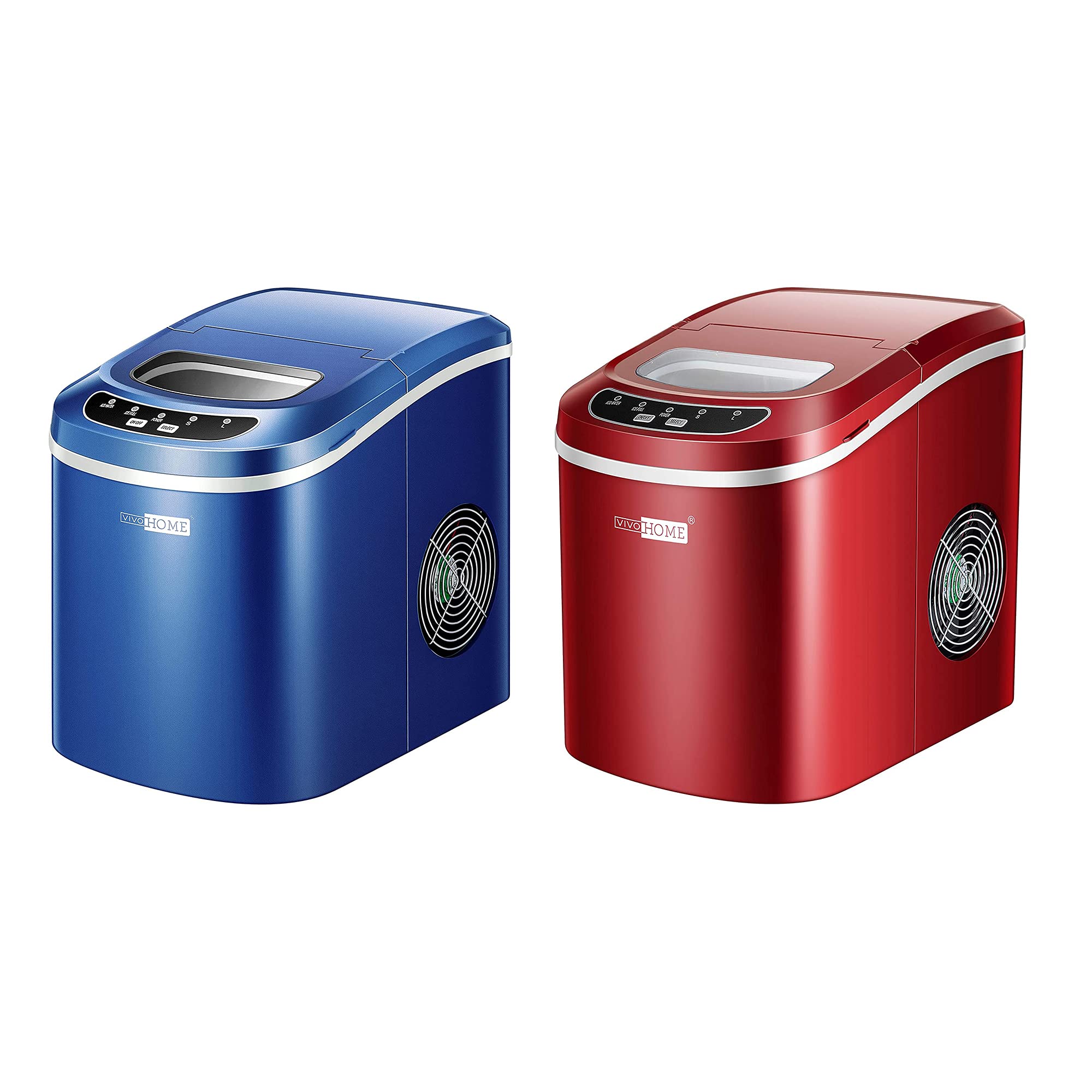 VIVOHOME Electric Portable Compact Countertop Automatic Ice Cube Maker Machine 26lbs/Day Red & Navy Blue