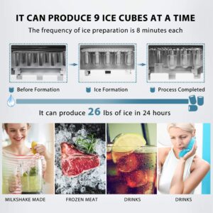 VIVOHOME Electric Portable Compact Countertop Automatic Ice Cube Maker Machine 26lbs/Day Red & Navy Blue