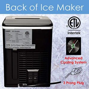 PORTABLE DIGITAL ICE MAKER MACHINE by Arctic-Pro with Ice Scoop, First Ice in 6-8 Minutes, 26 Pounds Daily, Great for Kitchens, Tailgating, Bars, Party, Small/Large Cubes, Black, 11.5x8.7x12.5 Inches