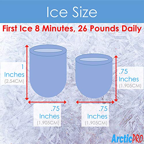 PORTABLE DIGITAL ICE MAKER MACHINE by Arctic-Pro with Ice Scoop, First Ice in 6-8 Minutes, 26 Pounds Daily, Great for Kitchens, Tailgating, Bars, Party, Small/Large Cubes, Black, 11.5x8.7x12.5 Inches