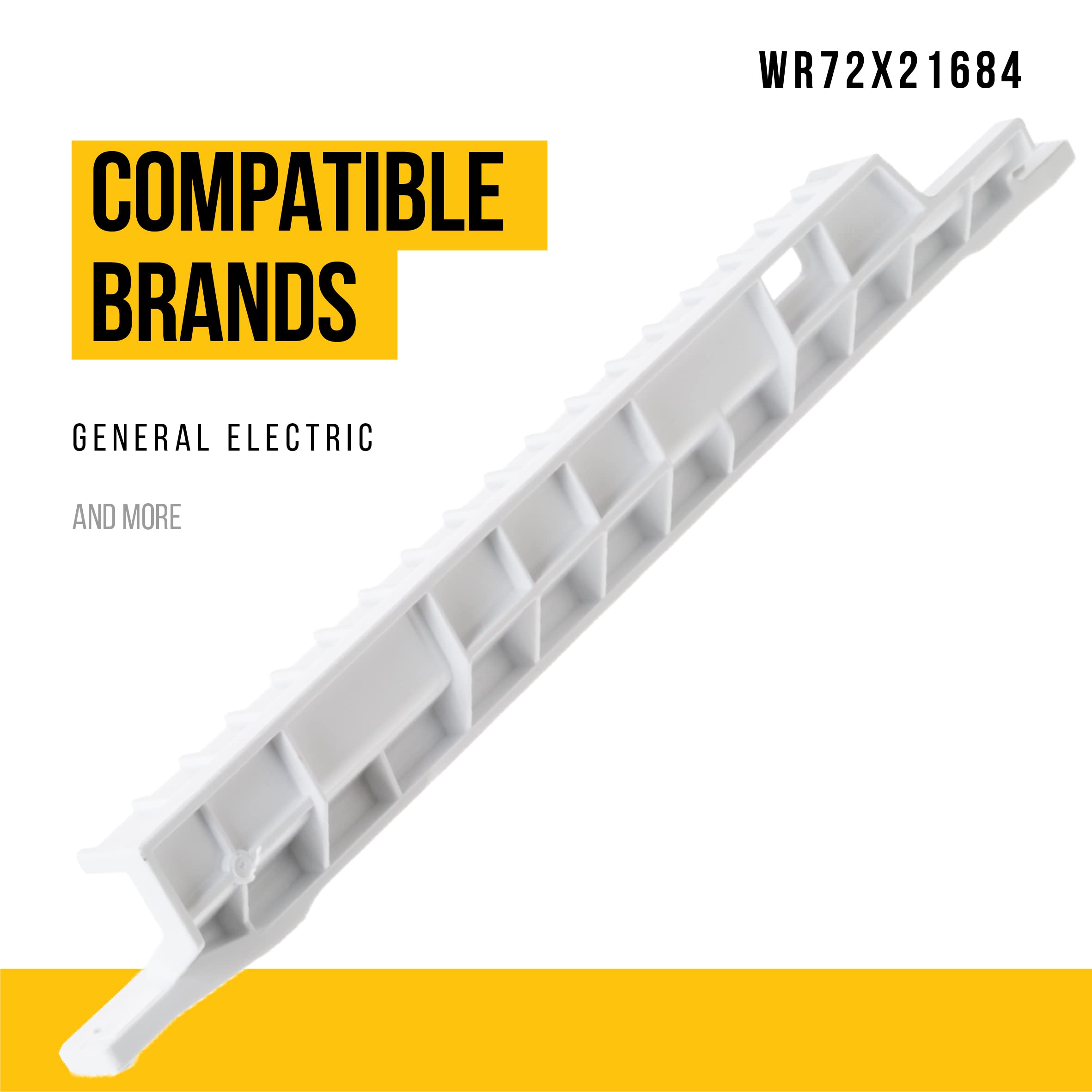 WR72X21684 Right Drawer Slide Rail - Compatible GE Refrigerator Parts - Replaces AP5986502 3527786 PS11726971 - It Is Approximately 14 Inches Long & 2 Inches Wide - Made of Durable White Plastic