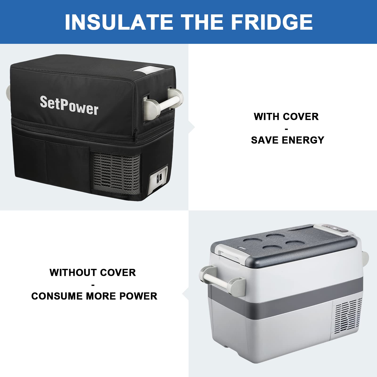 Setpower Insulated Protective Cover for AJ40 or AJ50 Portable Refrigerator Freezer, suitable for AJ40 AJ50 Both, Flexible Model